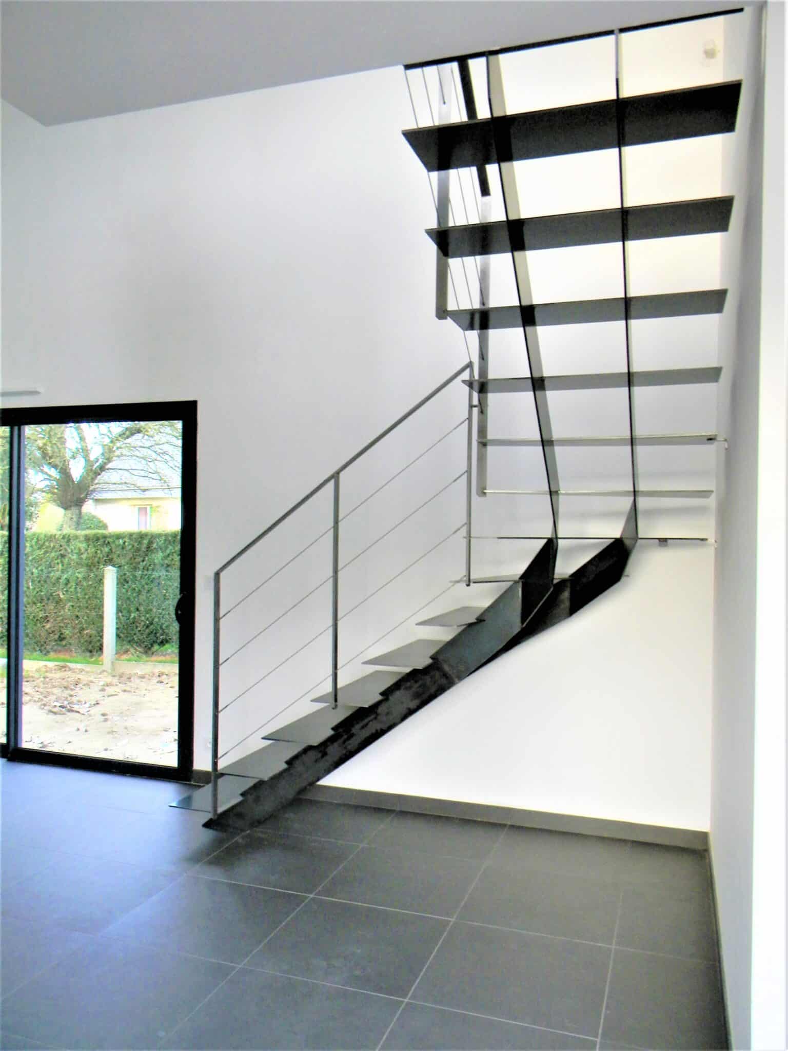 Escalier métal DUO Fc © - 1/4 tournant balancé - Métal Design